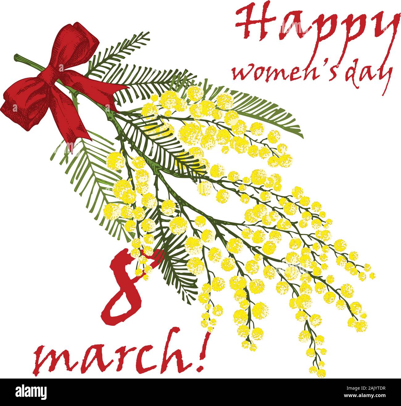 Mimosa flower watercolor yellow background Stock Vector Images - Alamy