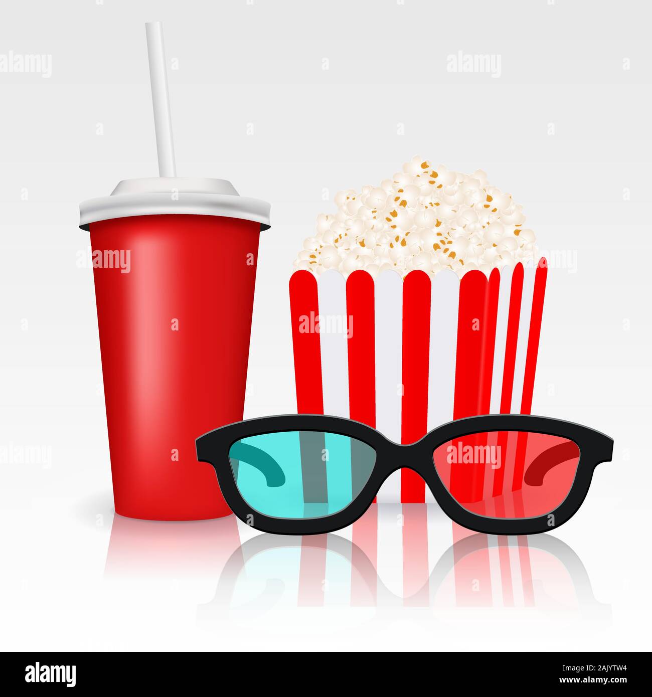 Popcorn 3d glasses Stock Vector Images - Alamy