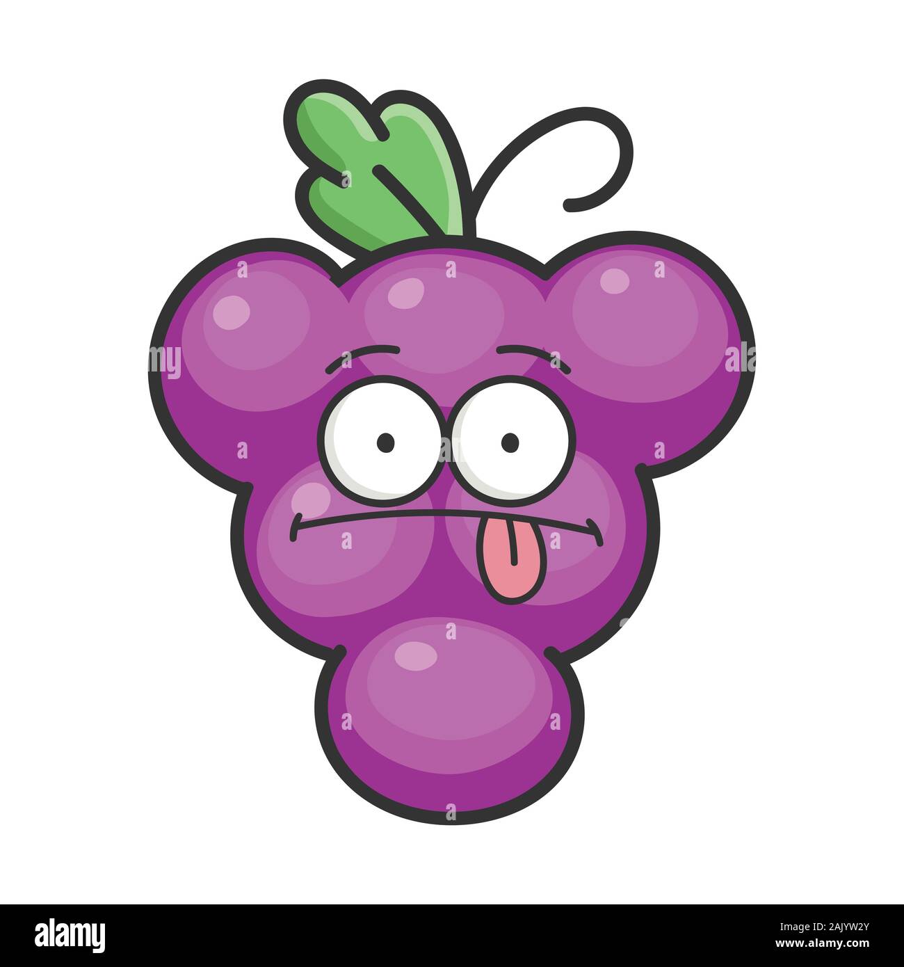 Sad grape cartoon character icon isolated on white Stock Vector Image ...