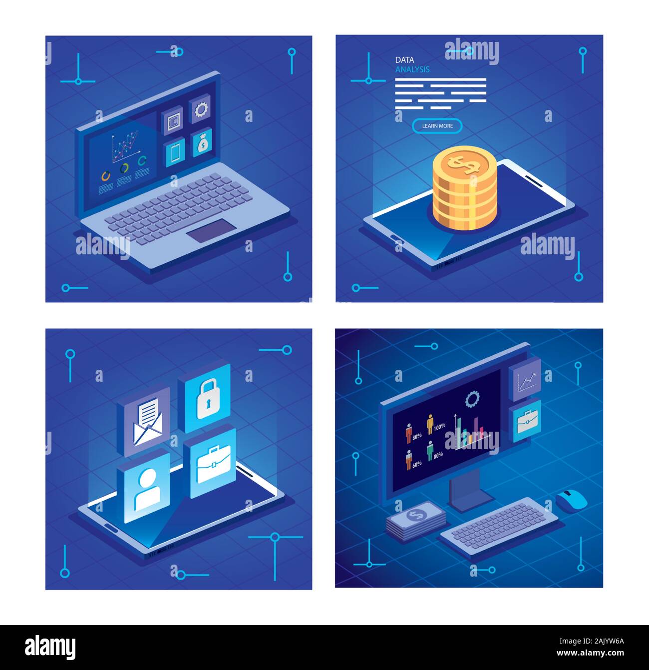 set analysis data poster with business icons Stock Vector Image & Art ...
