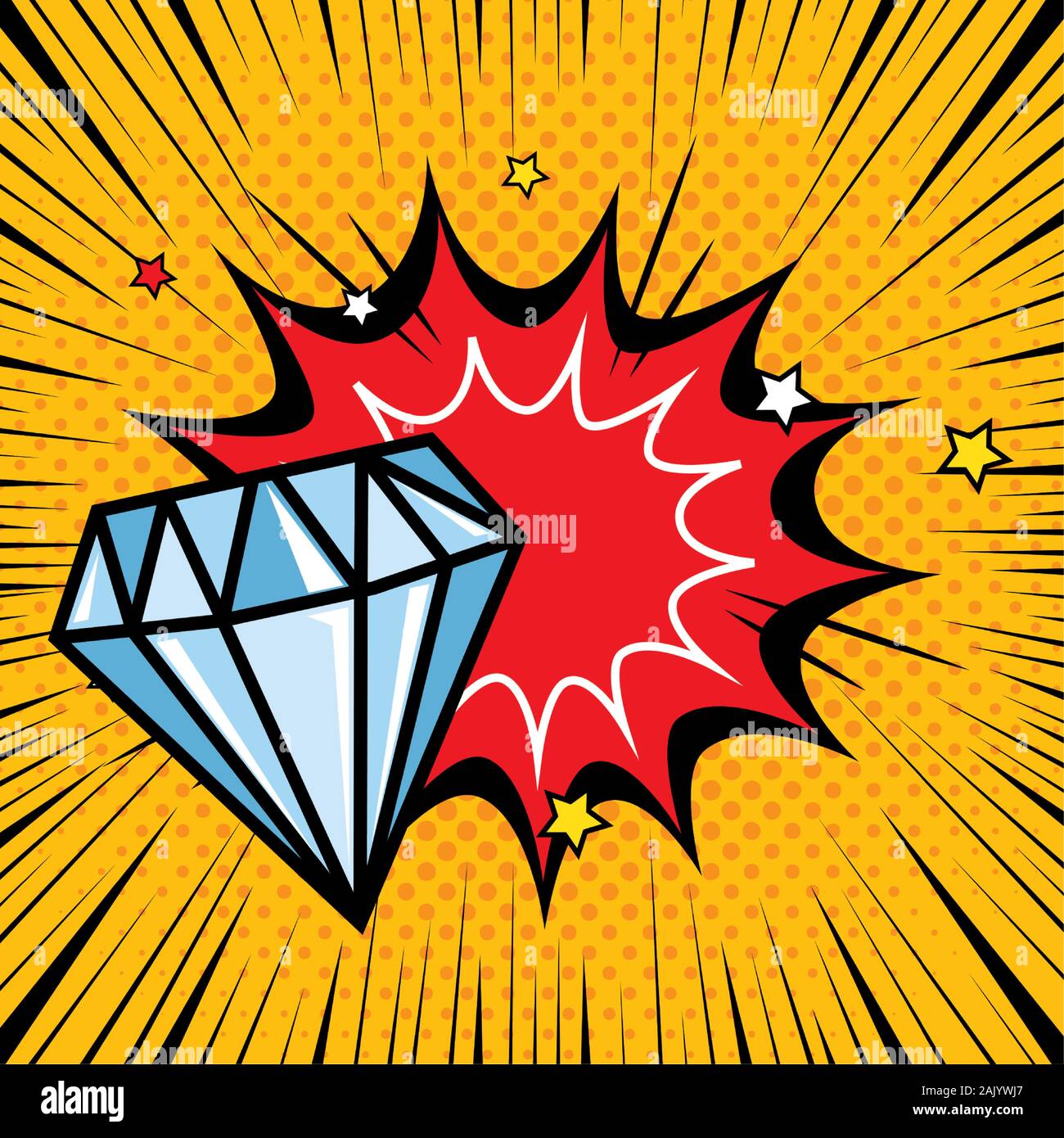 diamond with explosion pop art style icon Stock Vector Image & Art - Alamy
