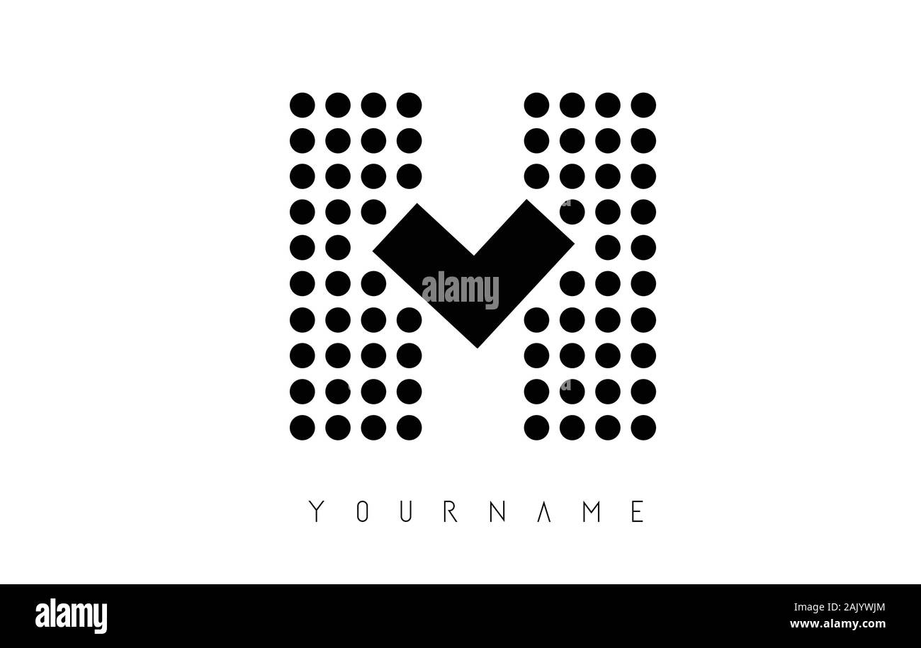 M Black Dotted Letter Logo Design. Dotted shape logotype Stock Vector ...