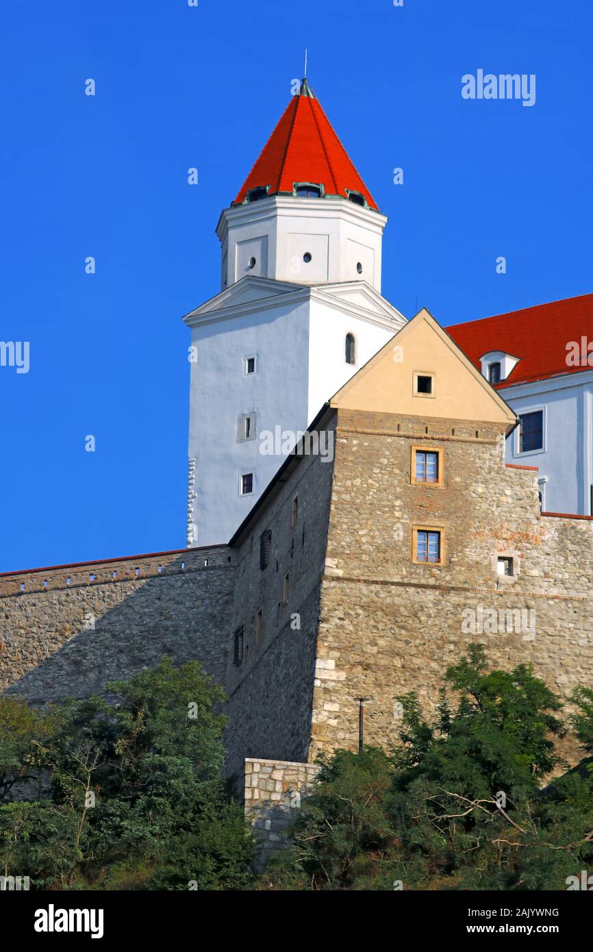 Part of famous Bratislava castle in Bratislava, the capital city of ...