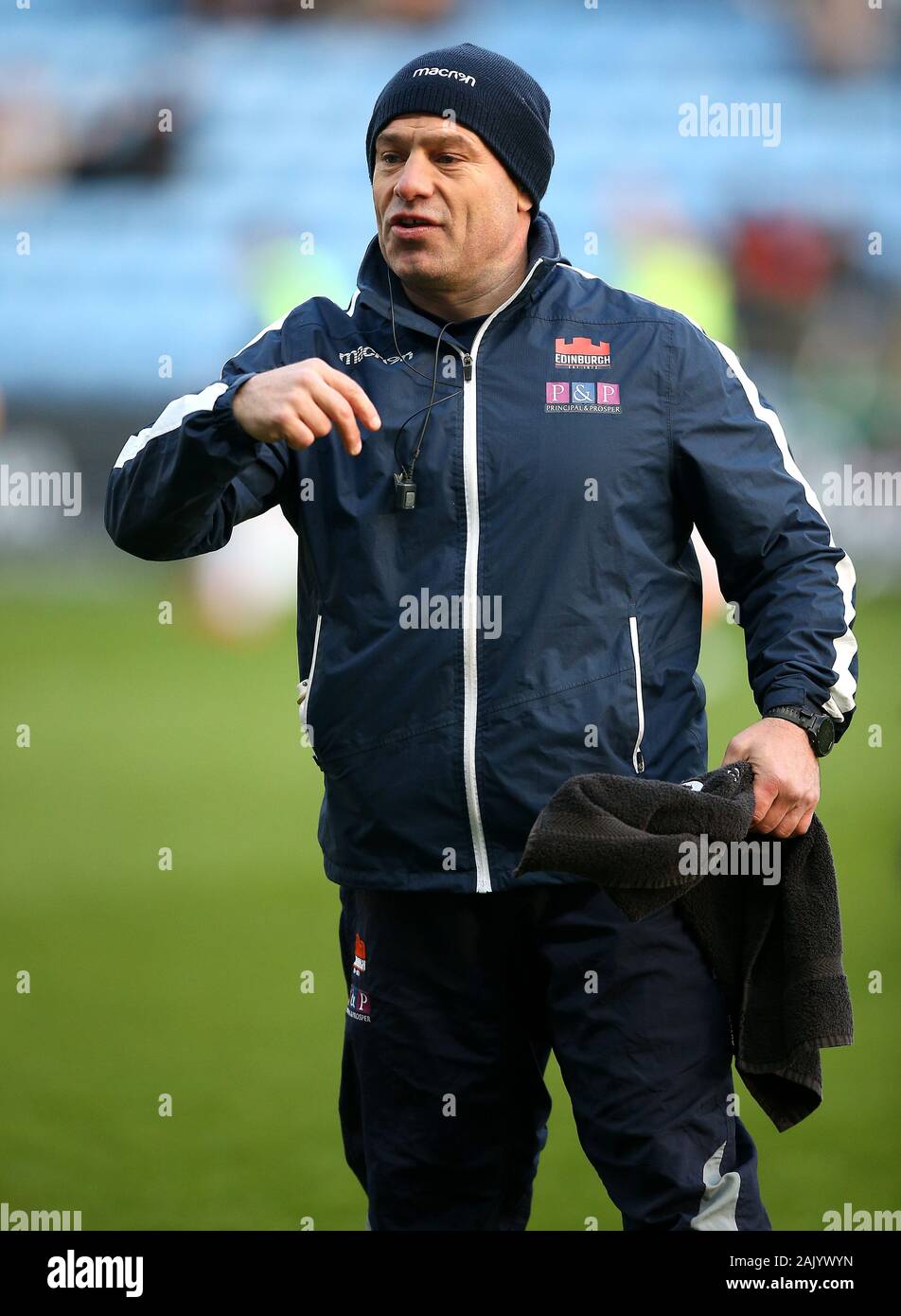 Edinburgh Rugby's head coach Richard Cockerill before the game Stock ...