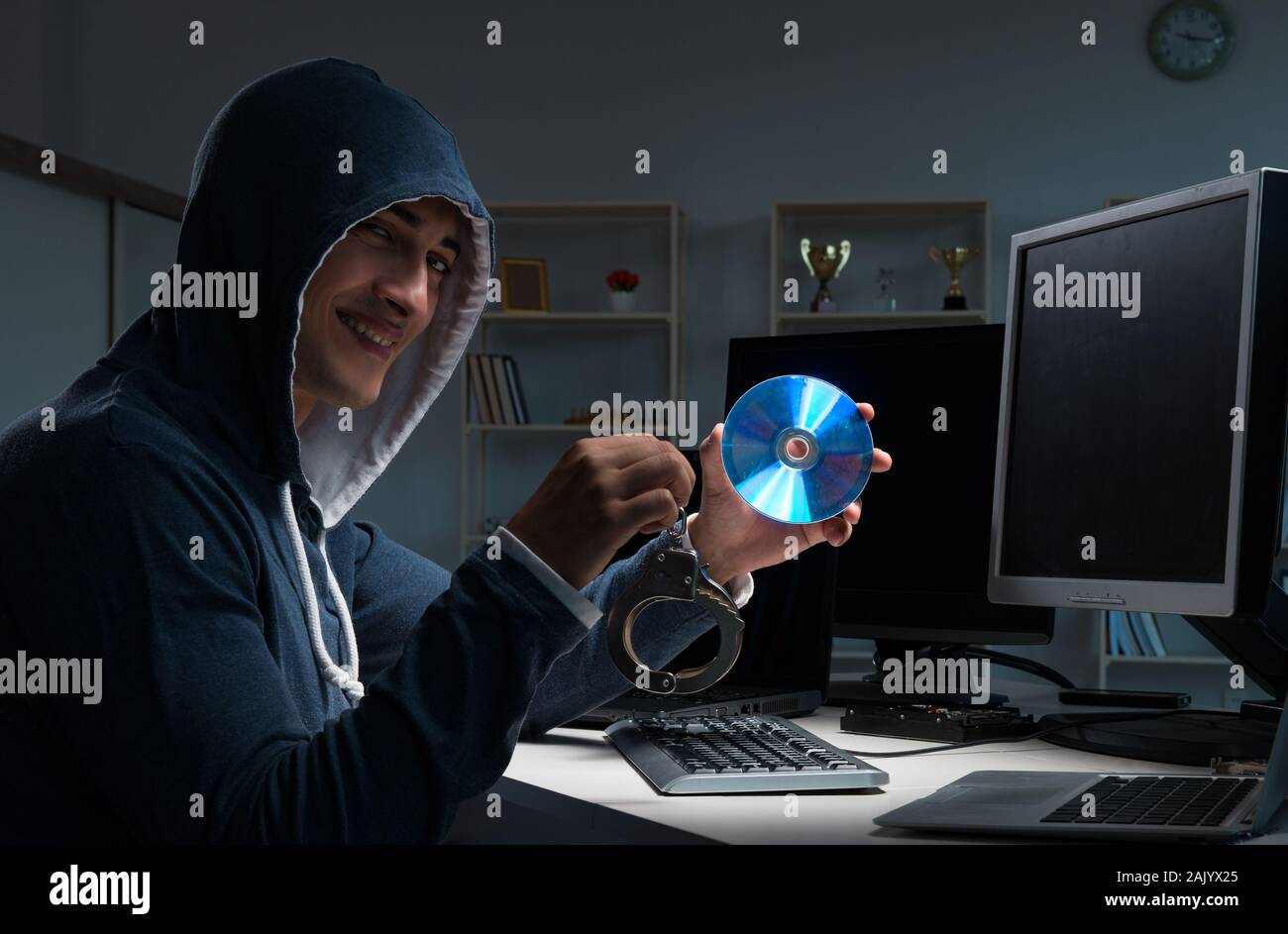 The hacker hacking computer at night Stock Photo - Alamy