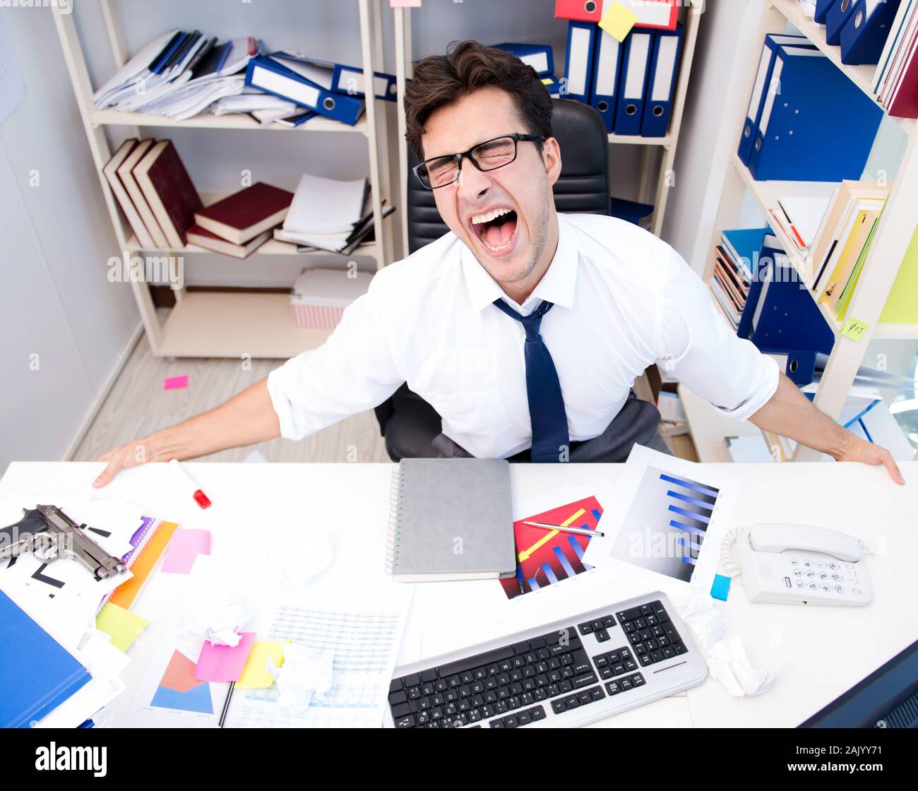 Angry and scary businessman in the office Stock Photo - Alamy