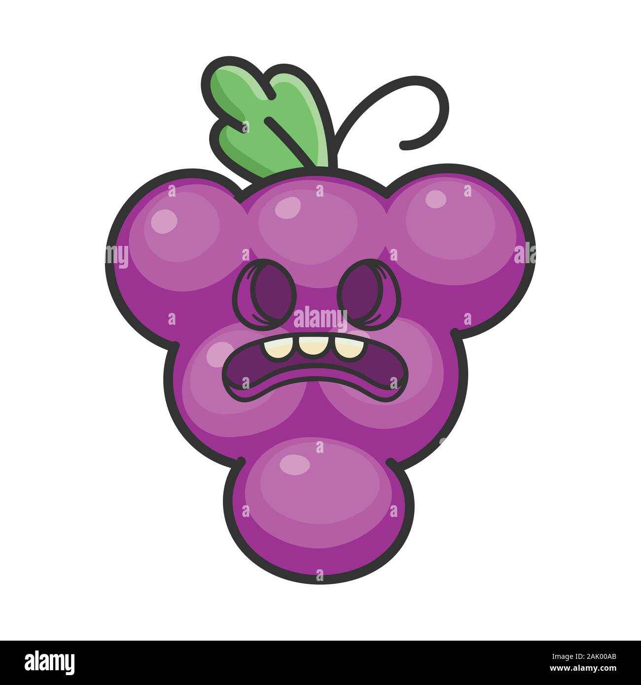 Sad creepy grape cartoon character icon isolated on white Stock Vector ...