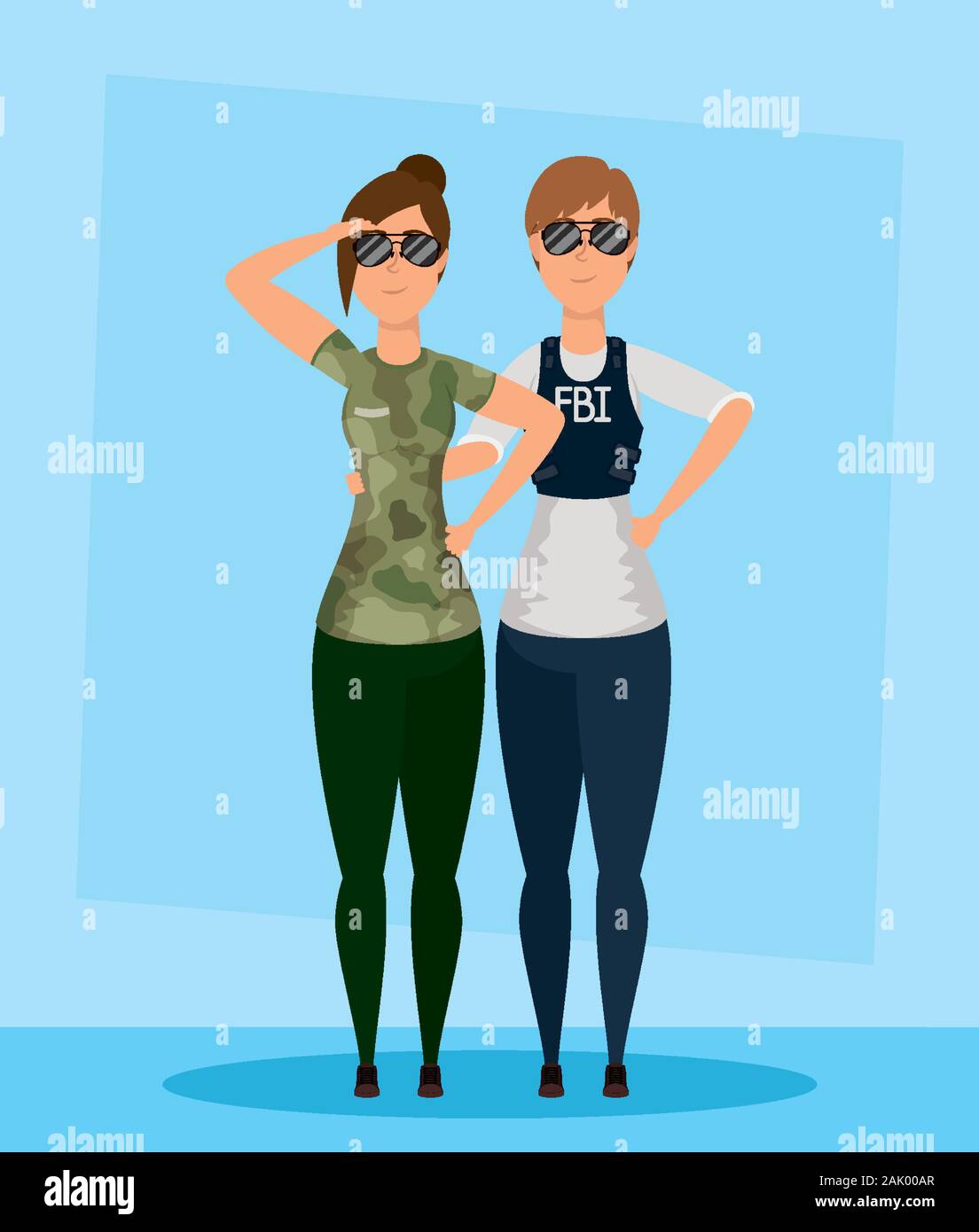 young women fbi agent with military characters Stock Vector Image & Art ...