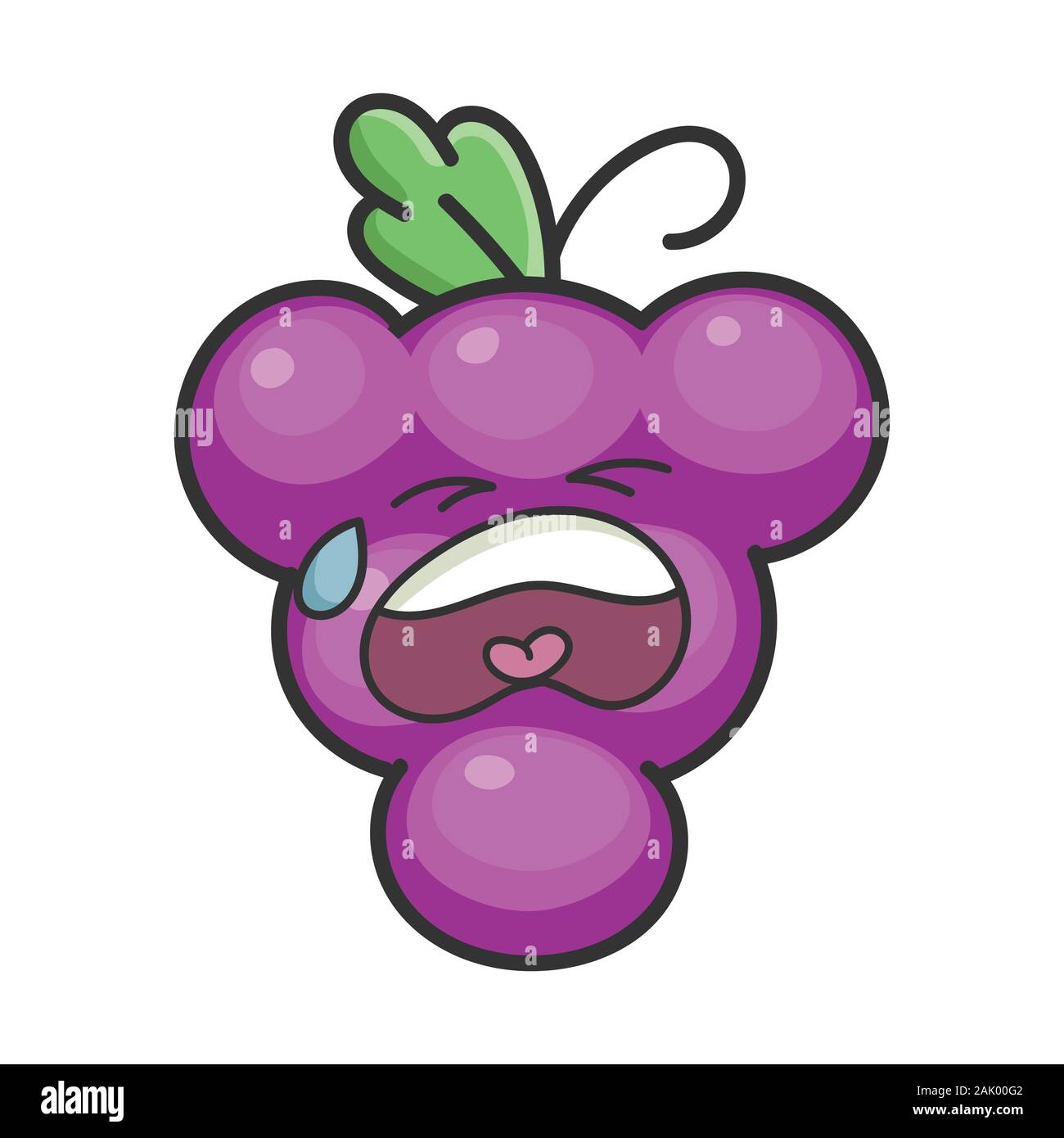 Sad grape cartoon character icon isolated on white Stock Vector Image ...