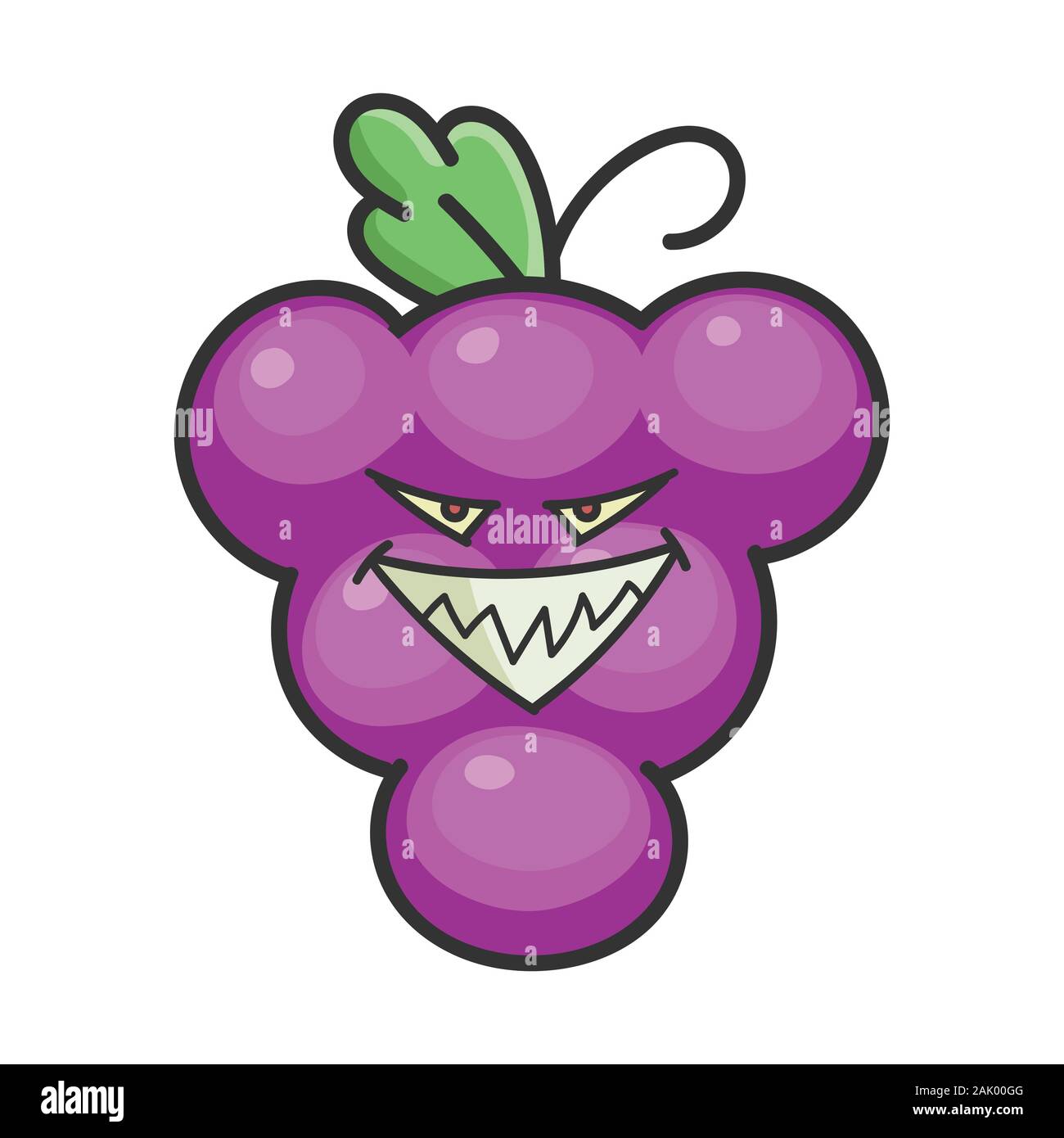 Angry evil grape cartoon character icon isolated on white Stock Vector ...