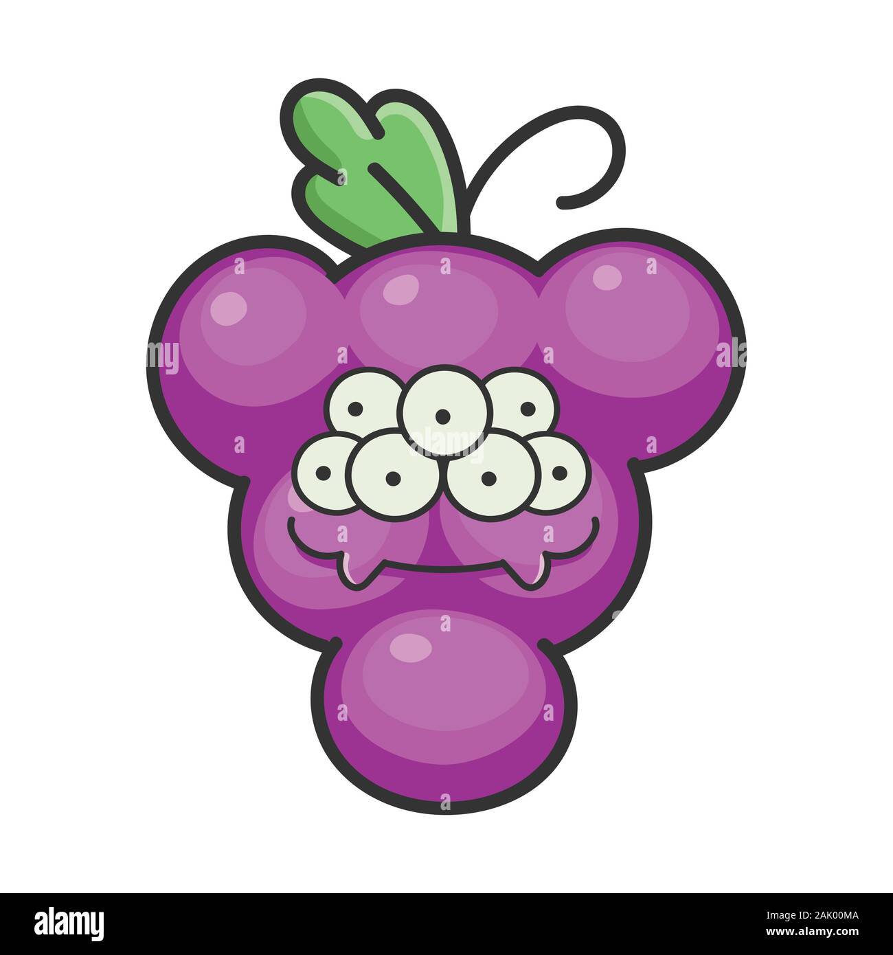 happy cheerful monster grape cartoon character icon isolated on white ...