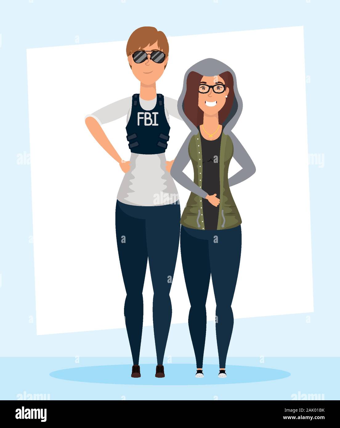 young women fbi agent and girl characters Stock Vector Image & Art - Alamy