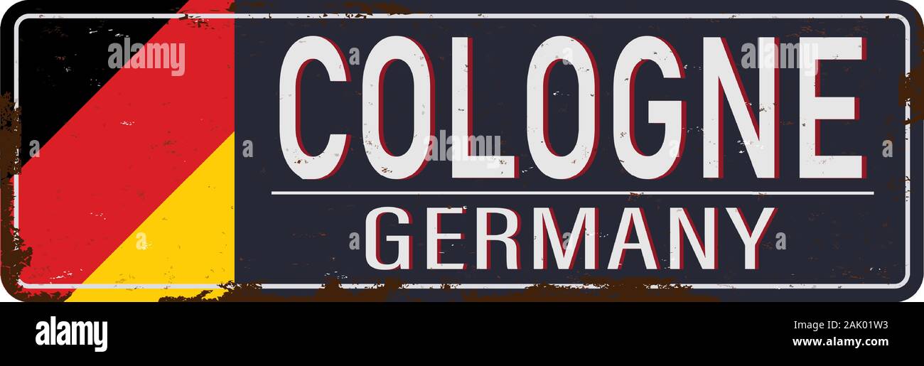 Vintage tin sign with German city. Cologne. Capital. Retro souvenirs or ...