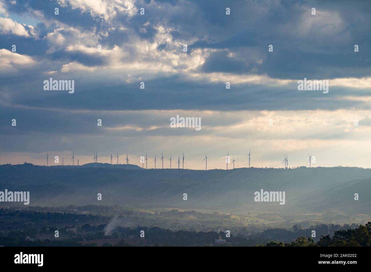 Wind turbines. Wind power generators. Alternative energy, reduce global ...