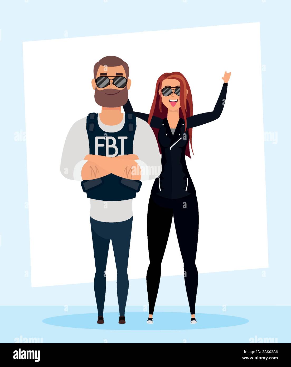 young man fbi agent with rude woman characters Stock Vector Image & Art ...