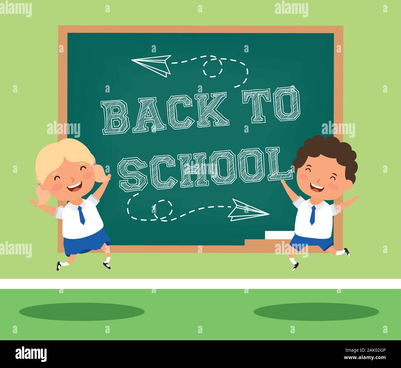 back to school card with kids couple students Stock Vector Image & Art ...