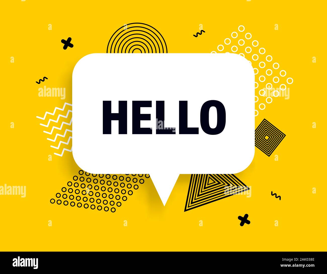 Hello speech bubble banner pop art memphis style Stock Vector Image ...