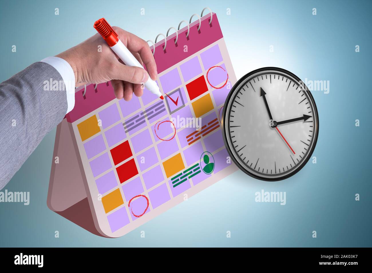 The business calendar concept with businessman Stock Photo - Alamy