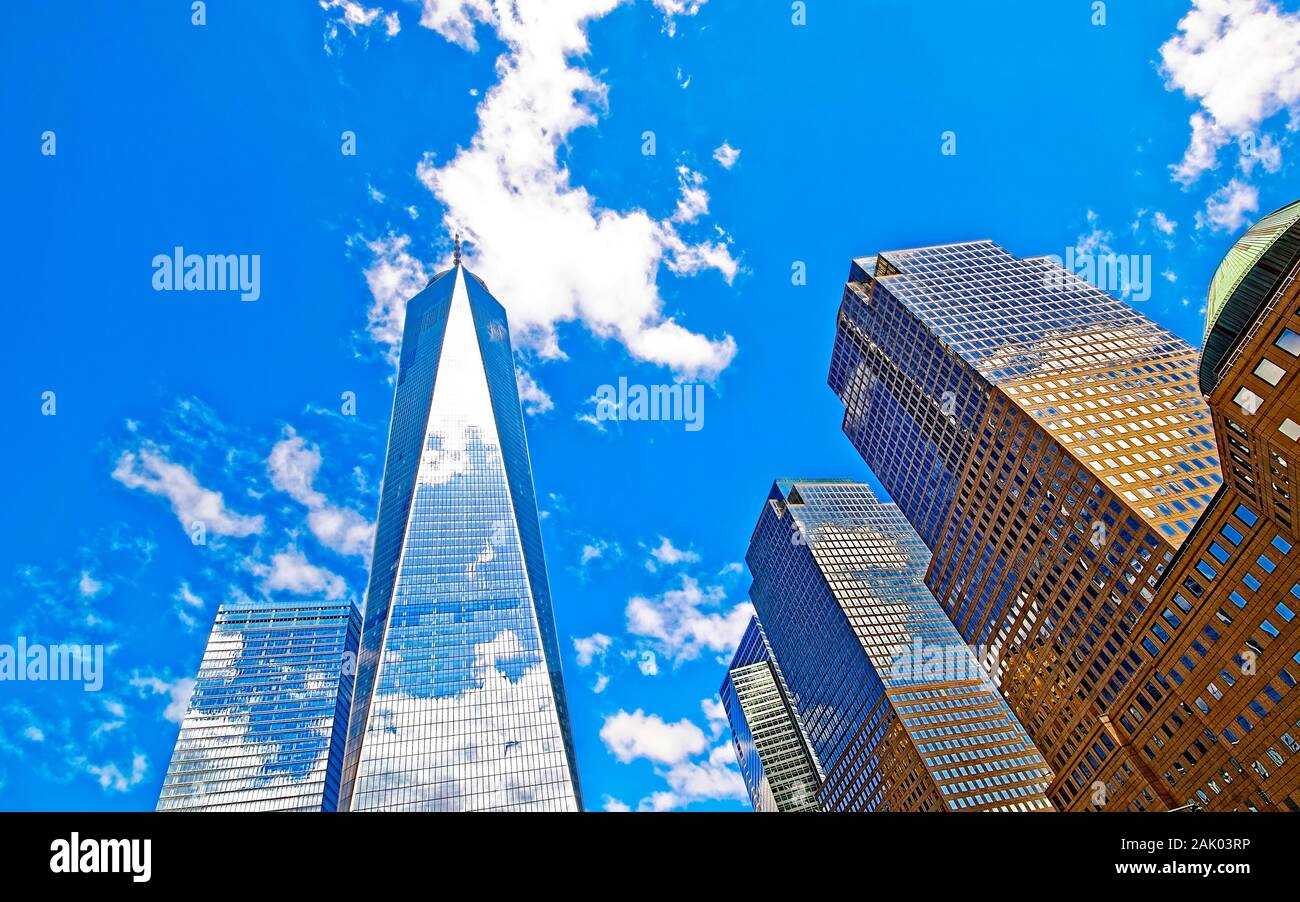 World Trade Center and Freedom Tower reflex Stock Photo - Alamy