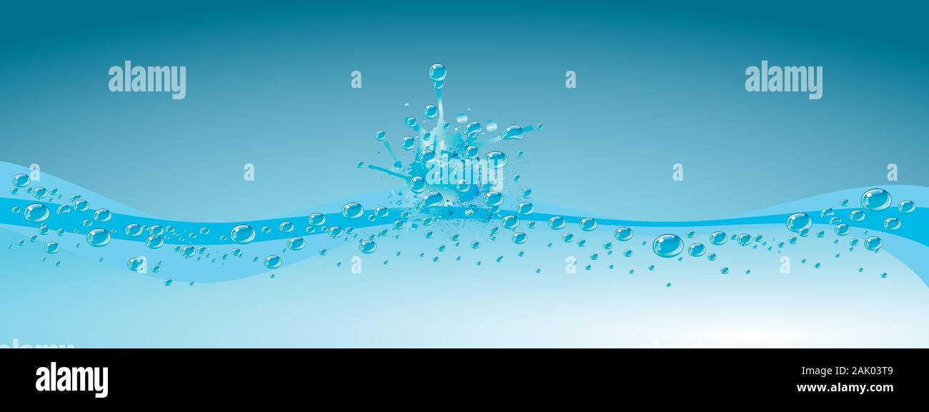 Water wave background with splash. Blue color background. Vector ...