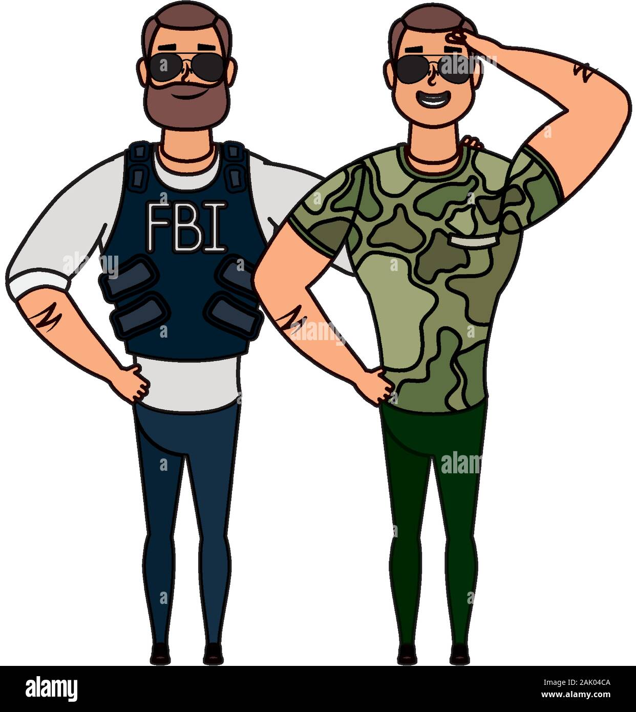 young man with beard fbi agent and military Stock Vector Image & Art ...