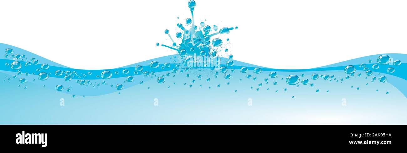 Water wave background with splash. Blue color background. Vector ...