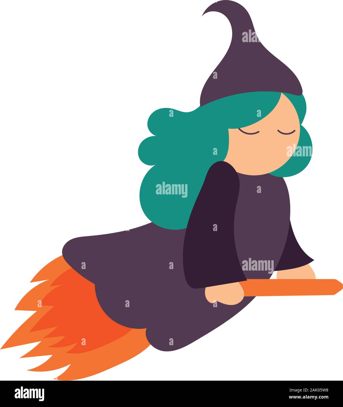 witch flying in broom fairytale character Stock Vector Image & Art - Alamy