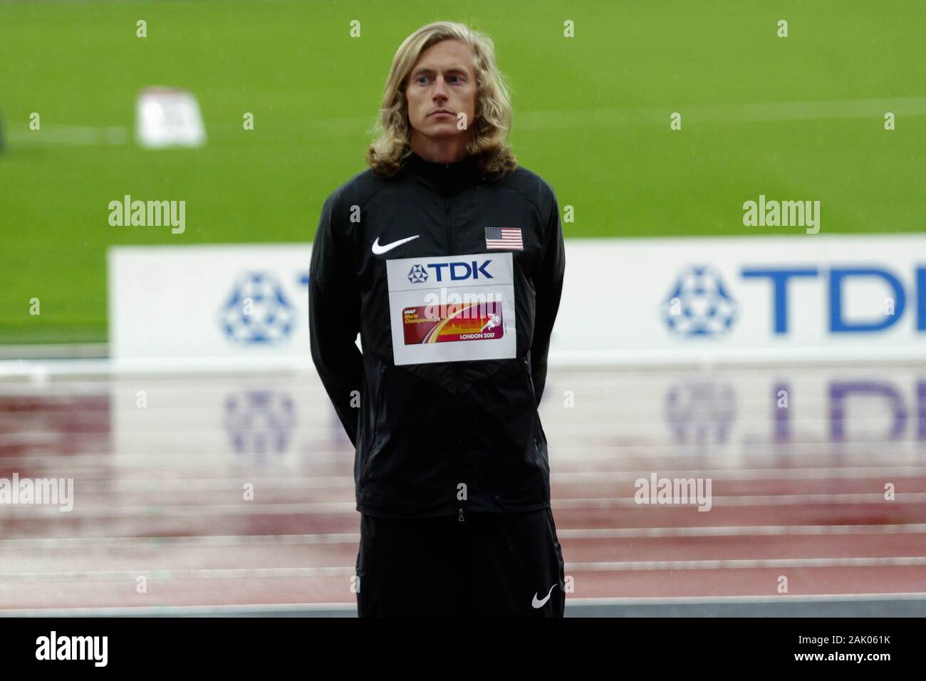 Evan Jager (USA) at the Podium3000m Steeple Men at the IAAF World ...