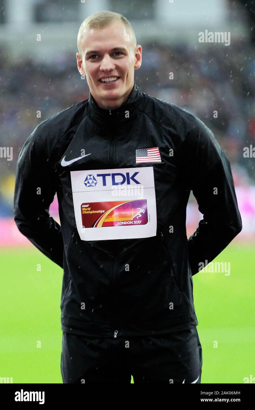 Sam Kendricks (USA) during the podium pole vault at the IAAF World ...