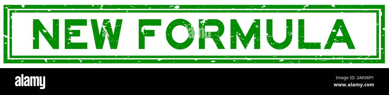 Grunge green new formula word square rubber seal stamp on white ...