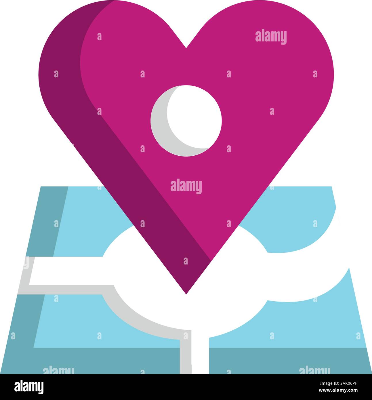 happy valentines day paper map with heart icon Stock Vector Image & Art ...