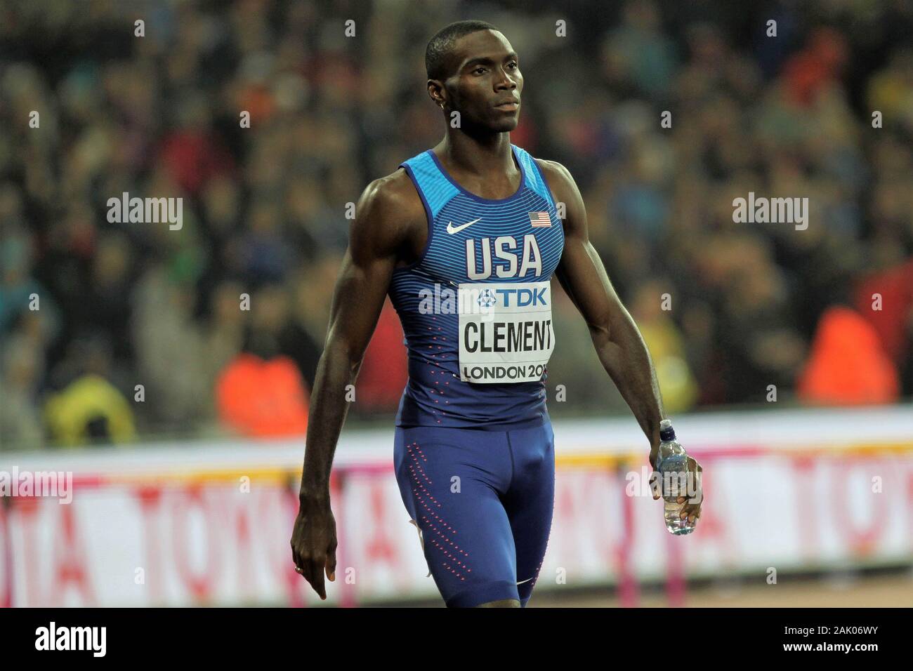 Kerron Clement (USA) during the Final 400 m Hurdles Men's of the IAAF ...