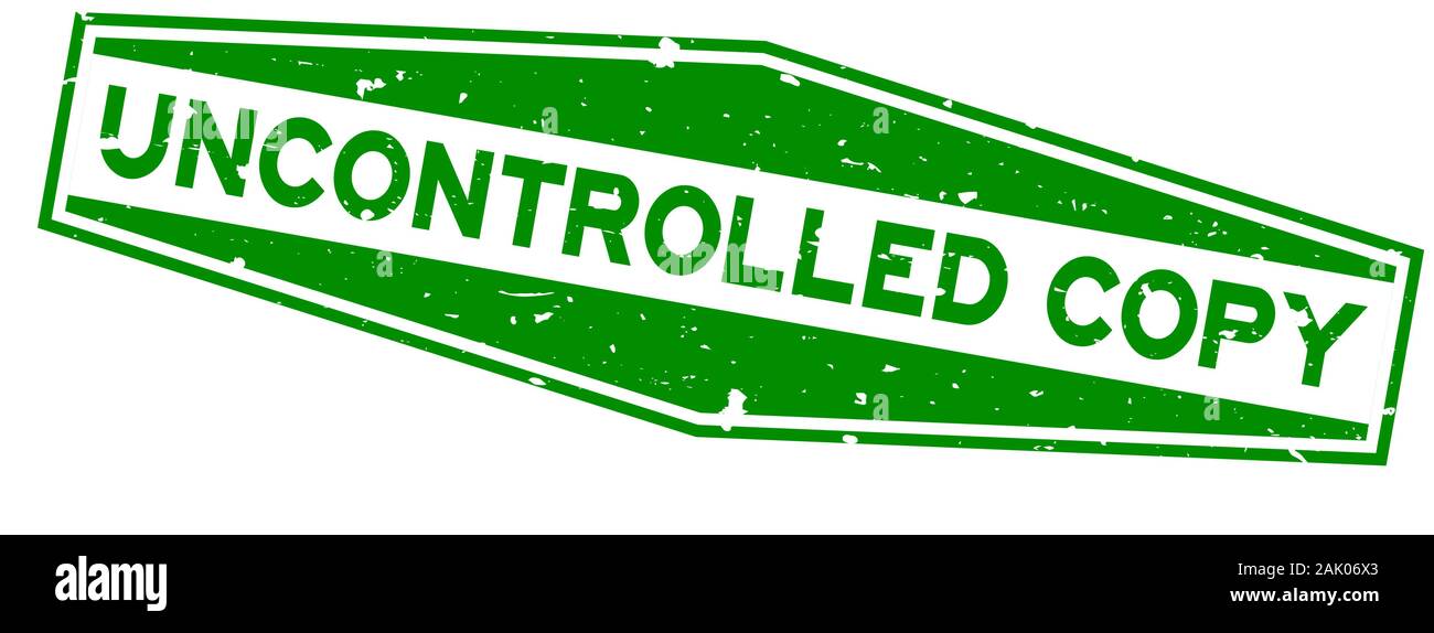 Grunge green uncontrolled copy word hexagon rubber seal stamp on white background Stock Vector ...
