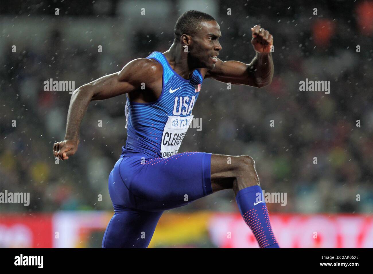 Kerron Clement (USA) during the Final 400 m Hurdles Men's of the IAAF ...