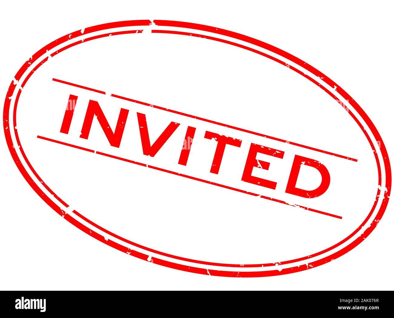 Grunge red invited word oval rubber seal stamp on white background ...