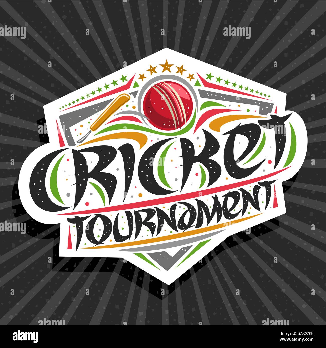 Vector logo for Cricket Tournament, modern emblem with hitting ball in ...