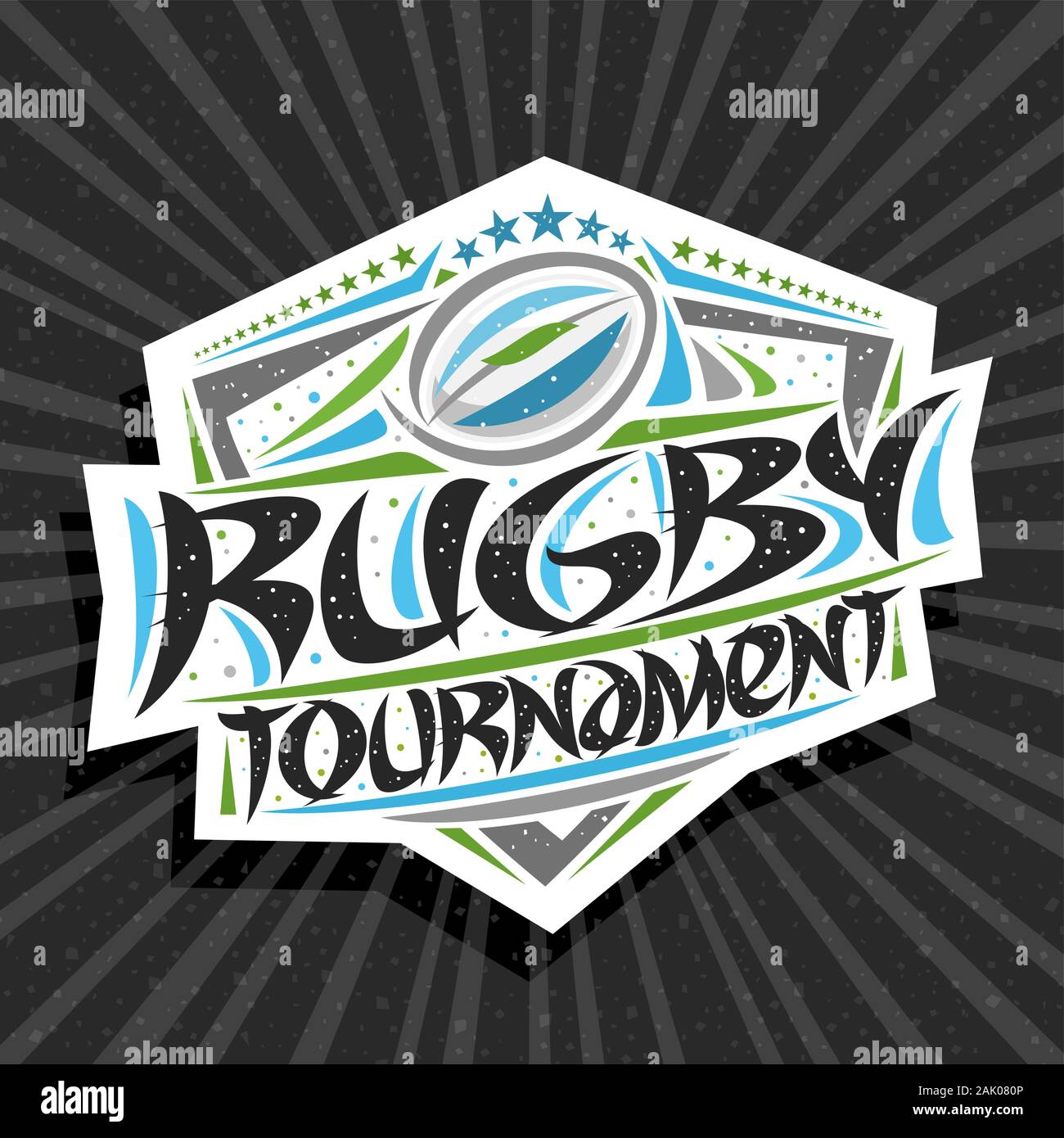 Vector logo for Rugby Tournament, modern signage with throwing ball in ...