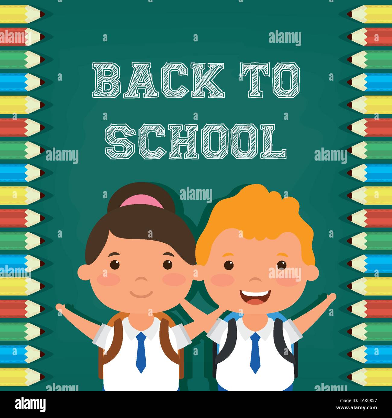 back to school card with students couple Stock Vector Image & Art - Alamy