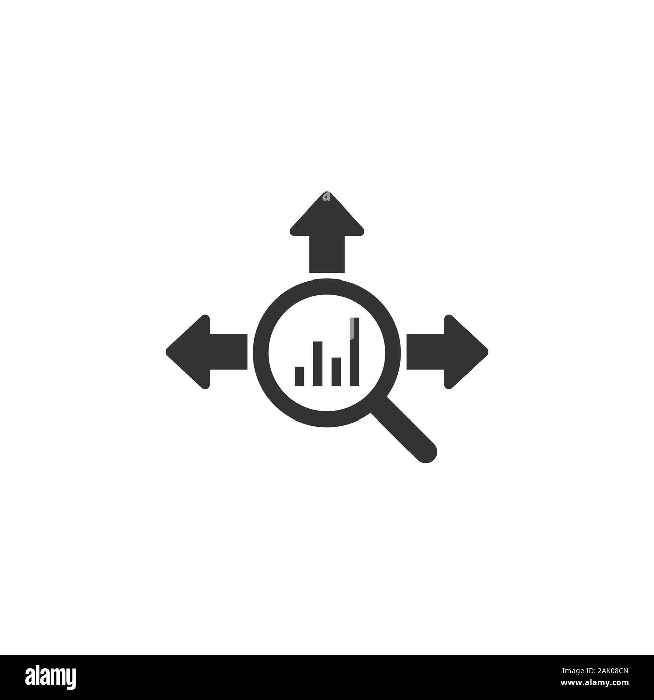 Market trend icon in flat style. Growth arrow with magnifier vector ...