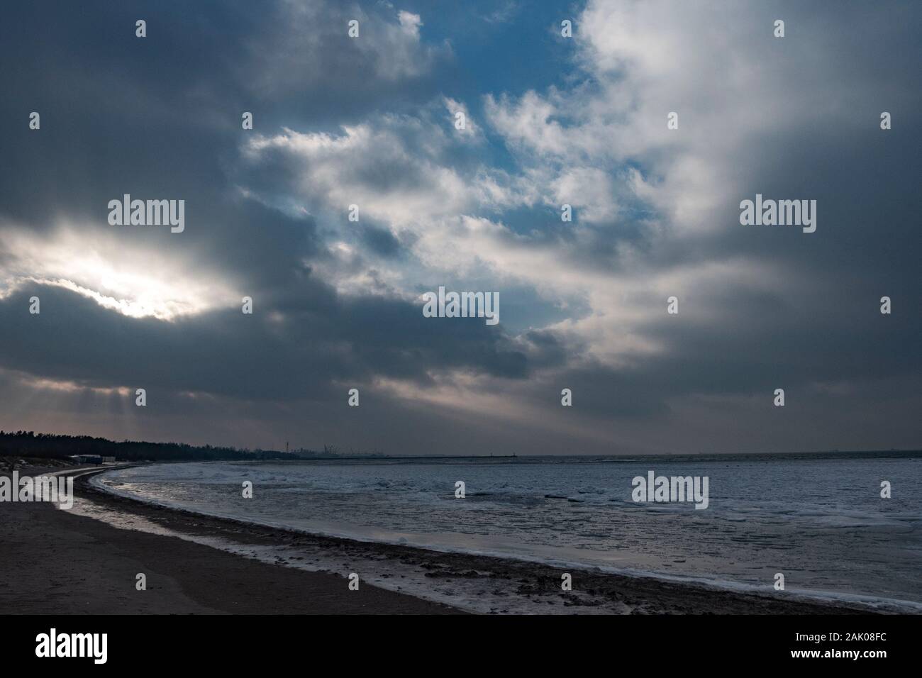 Icy baltic sea coast in winter next to Liepaja, Latvia Stock Photo - Alamy