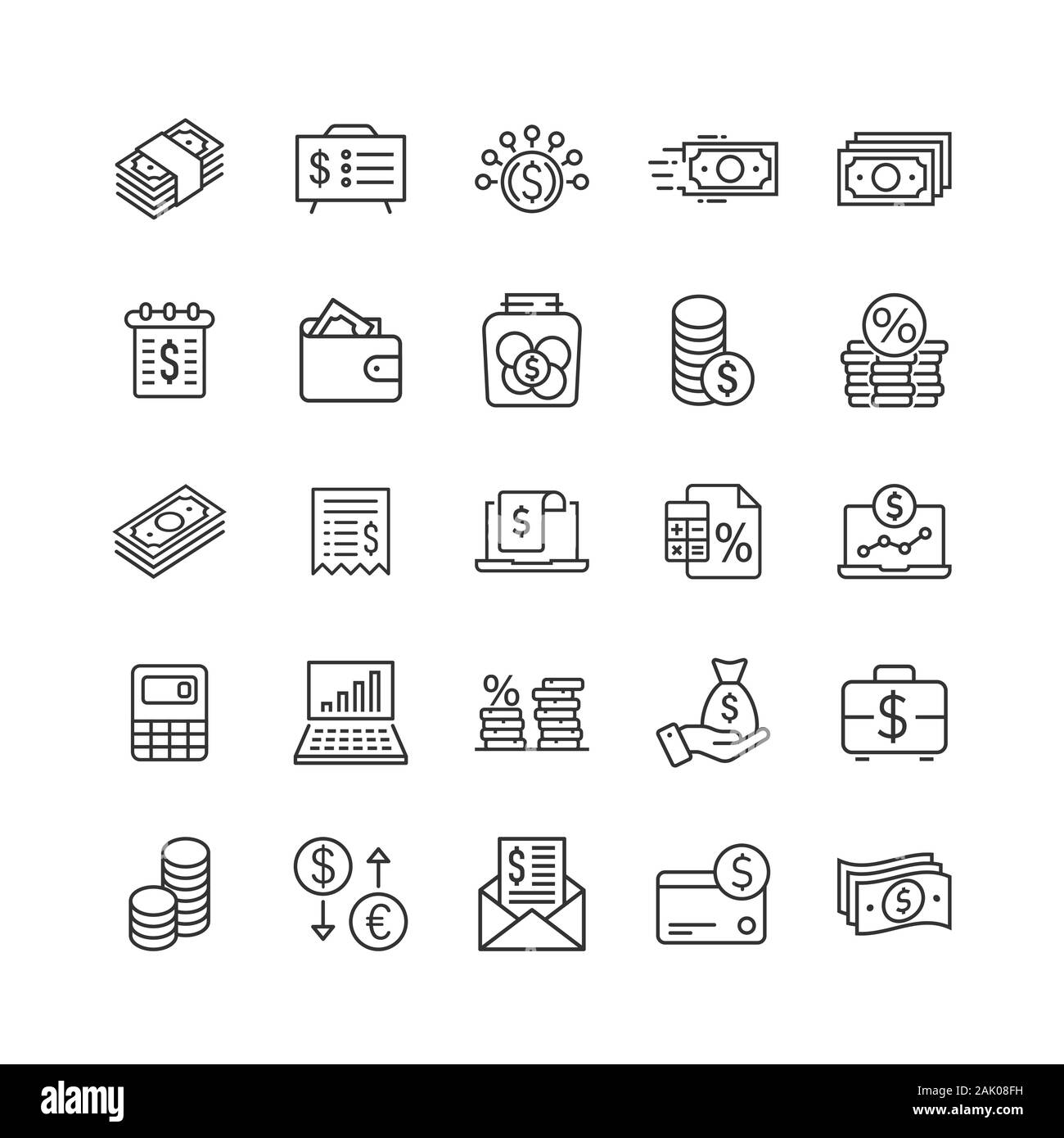 Money finance icon set in flat style. Payment vector illustration on ...