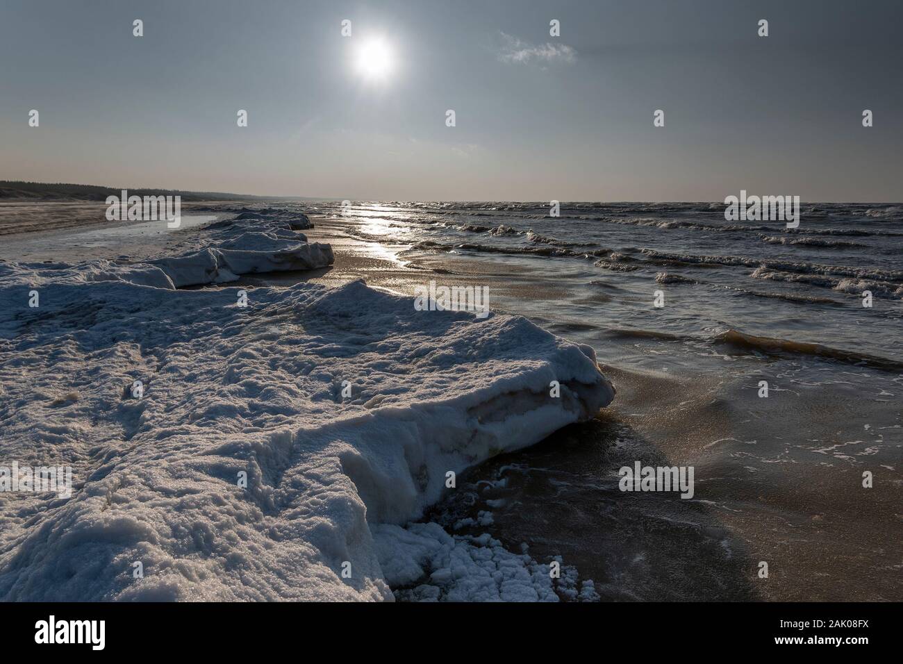 Icy baltic sea coast in winter next to Liepaja, Latvia Stock Photo - Alamy