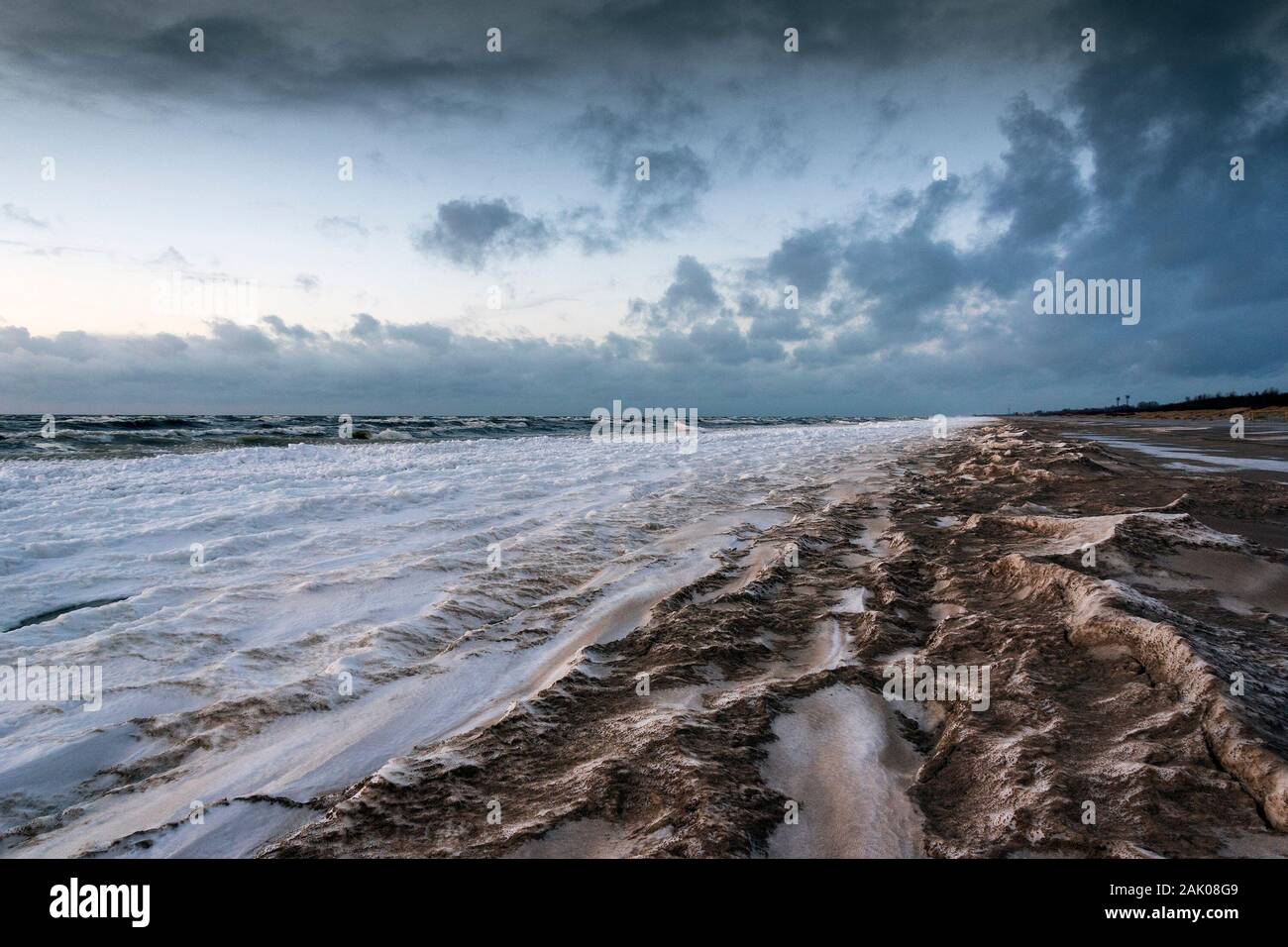 Icy baltic sea coast in winter next to Liepaja, Latvia Stock Photo - Alamy
