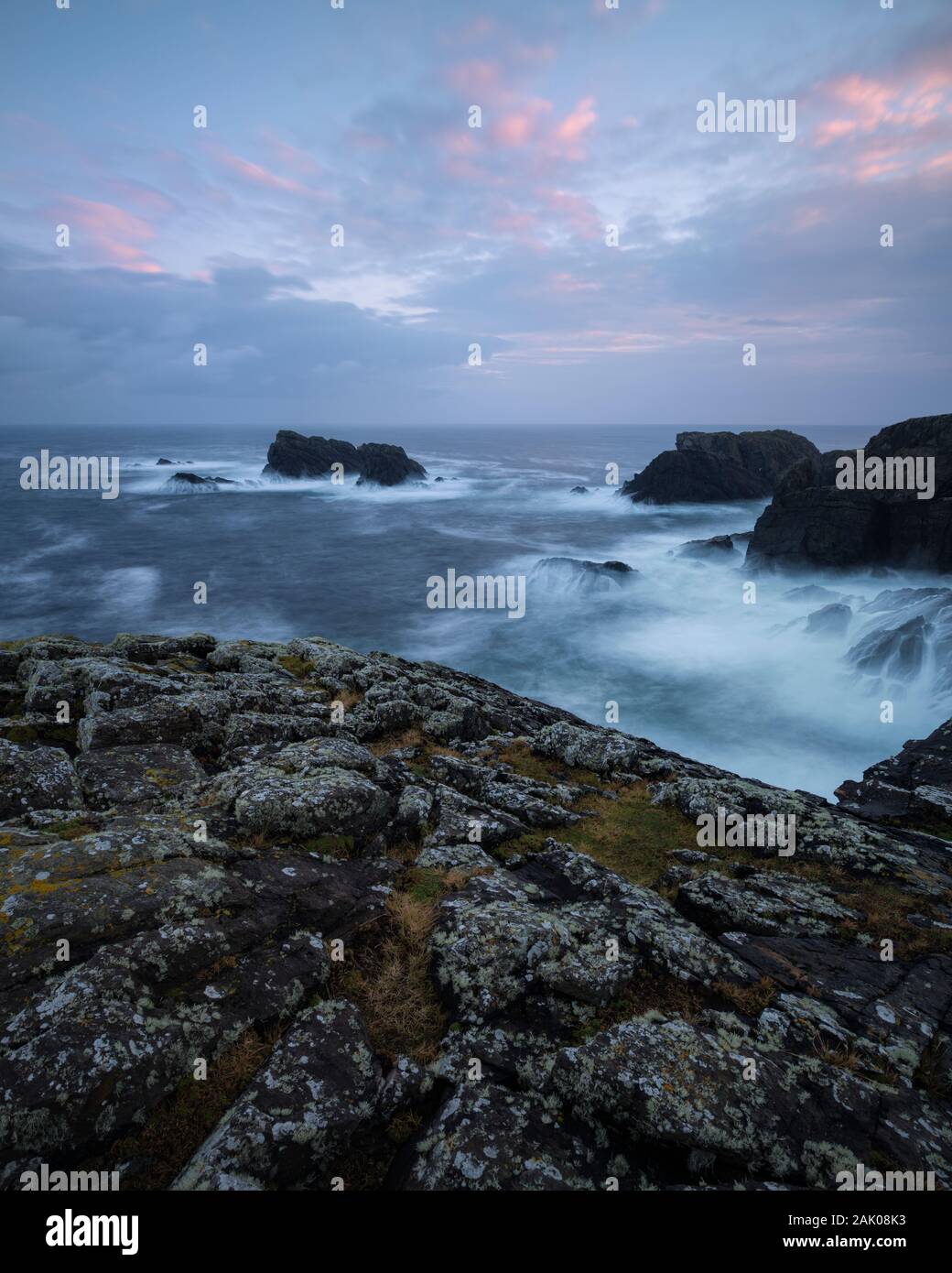 Turbulent seas and dramatic coastal cliffs at Butt Of Lewis, Isle of ...