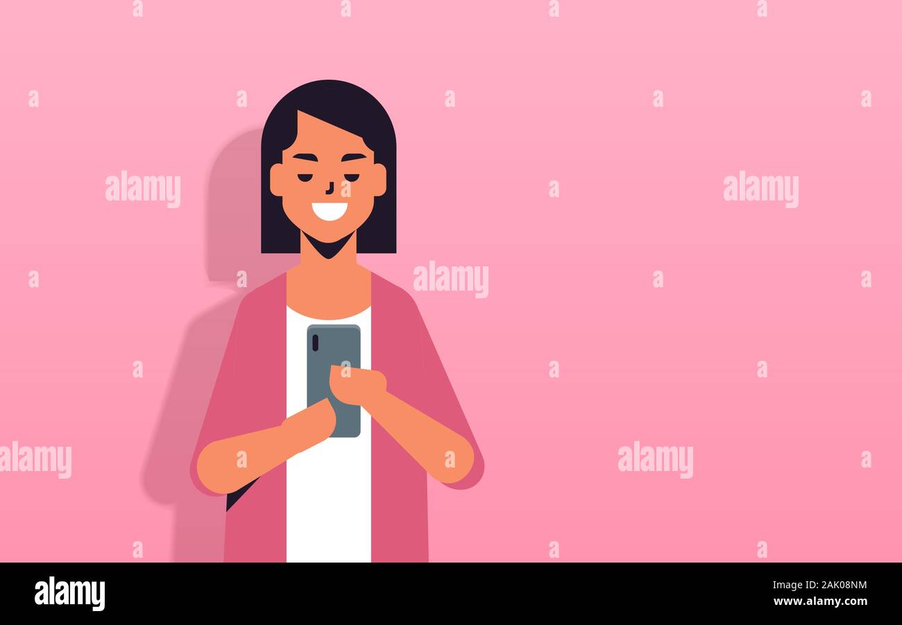 woman holding cellphone girl using smartphone mobile app social media ...
