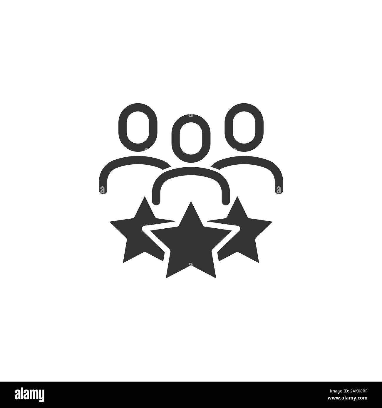 People with stars icon in flat style. Businessman rating vector ...