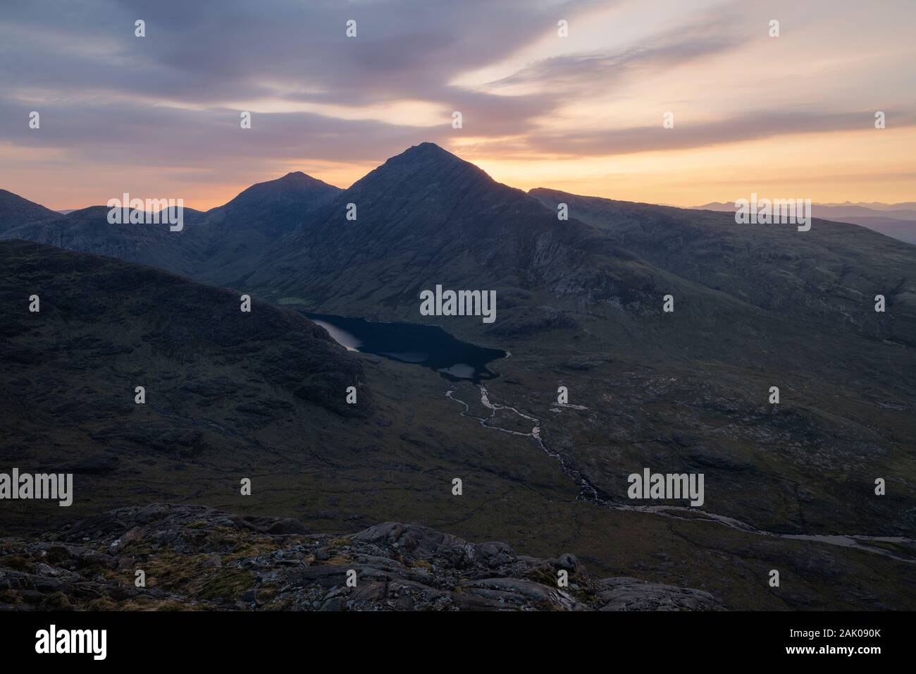 View over Bla Bheinn - Blaven and black Cuillin mountains from summit ...
