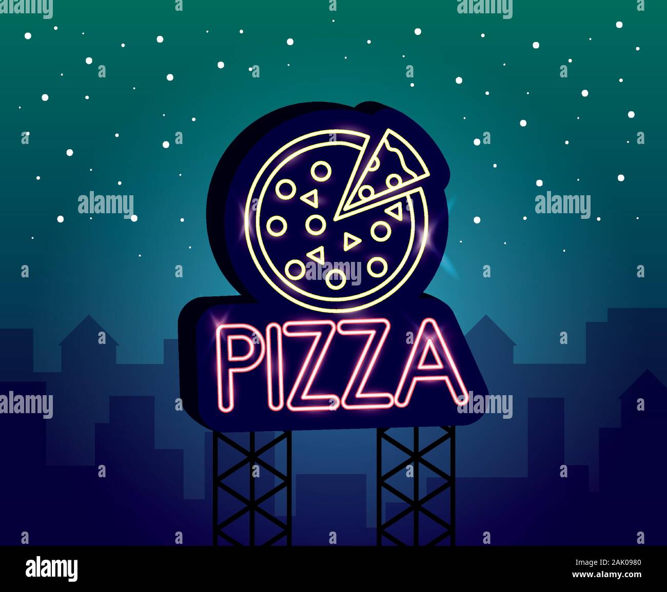 italian pizza food neon light label Stock Vector Image & Art - Alamy