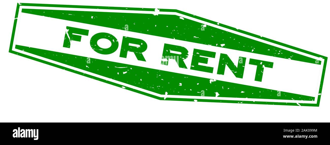 Grunge green for rent word hexagon rubber seal stamp on white ...