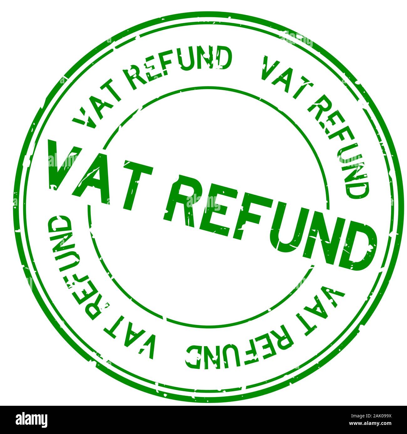 Grunge green vat refund word round rubber seal stamp on white background Stock Vector Image ...
